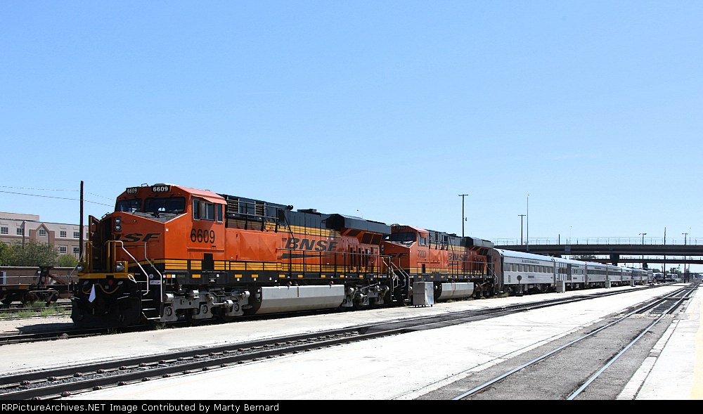 BNSF 6609 and 7233 With Business Car Train